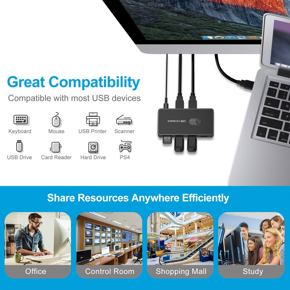 KVM Switch USB 3.0 Switcher for Windows10 PC Keybo... – Grandado