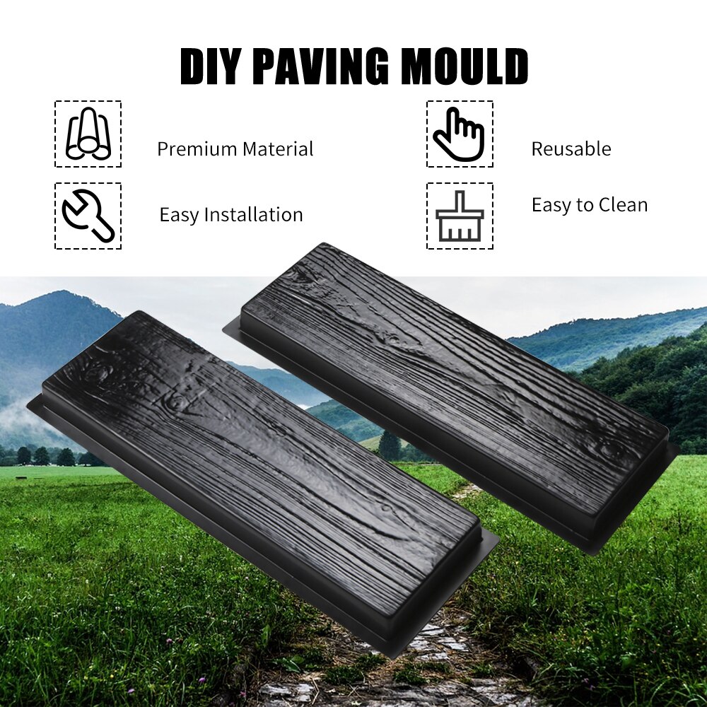 Garden Rectangle Paving Mould Wood Pattern Brick S... – Grandado