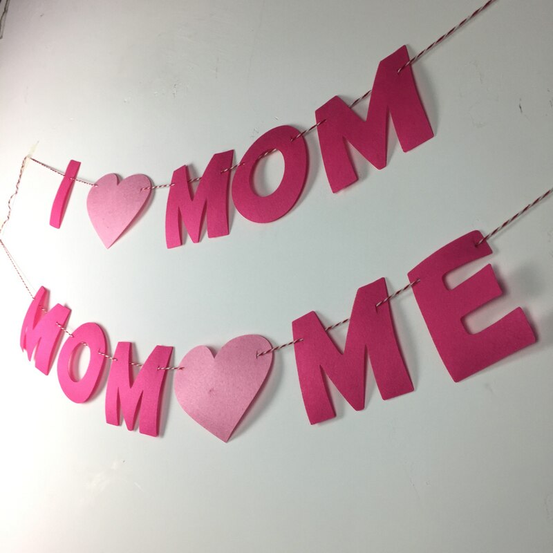 Happy mothers day I love mom party banner decorati... – Grandado