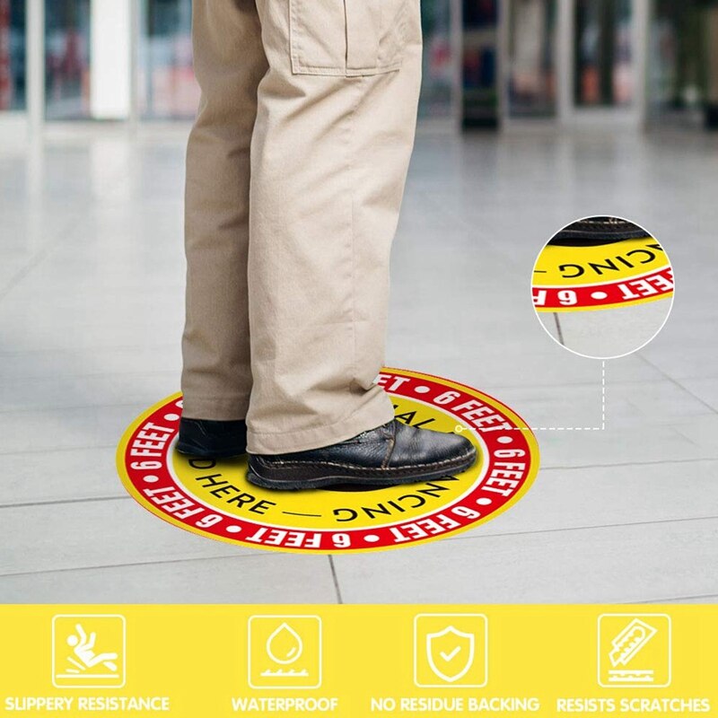 Social Distancing Floor Decals - Round Slip Remova... – Grandado