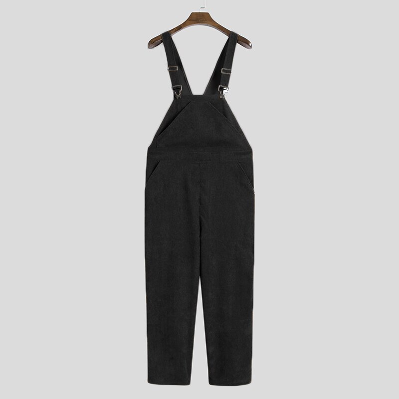 INCERUN Spring Men Corduroy Jumpsuits Solid Bib Pa... – Grandado