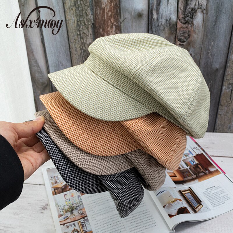 Unisex Spring Summer Hats for Women Plaid Octagona... – Grandado