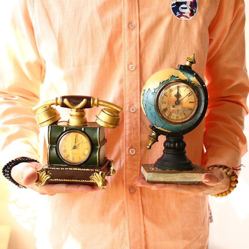 Clocks Vintage Clock Retro Globe Antique Telephone... – Grandado