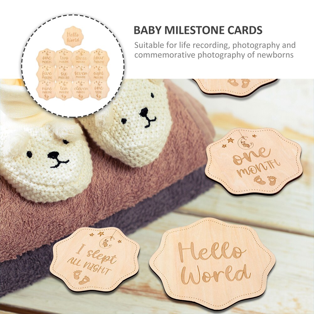 13pcs Baby Monthly Milestone Cards Baby Hello World Announcement Cards ...