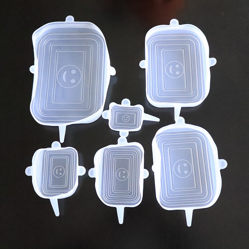 6 Pcs Square Silicone Stretch Lids Reusable Cookwa... – Grandado