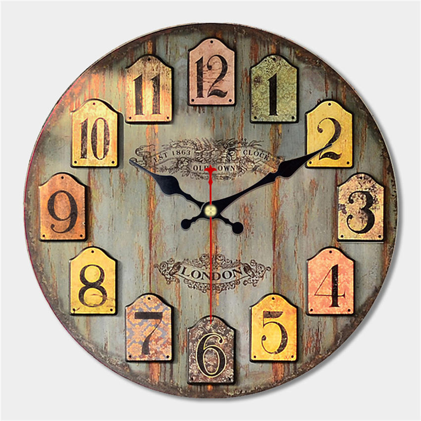 Vintage Dishes Large Wall Clock Silent Home Cafe K... – Grandado
