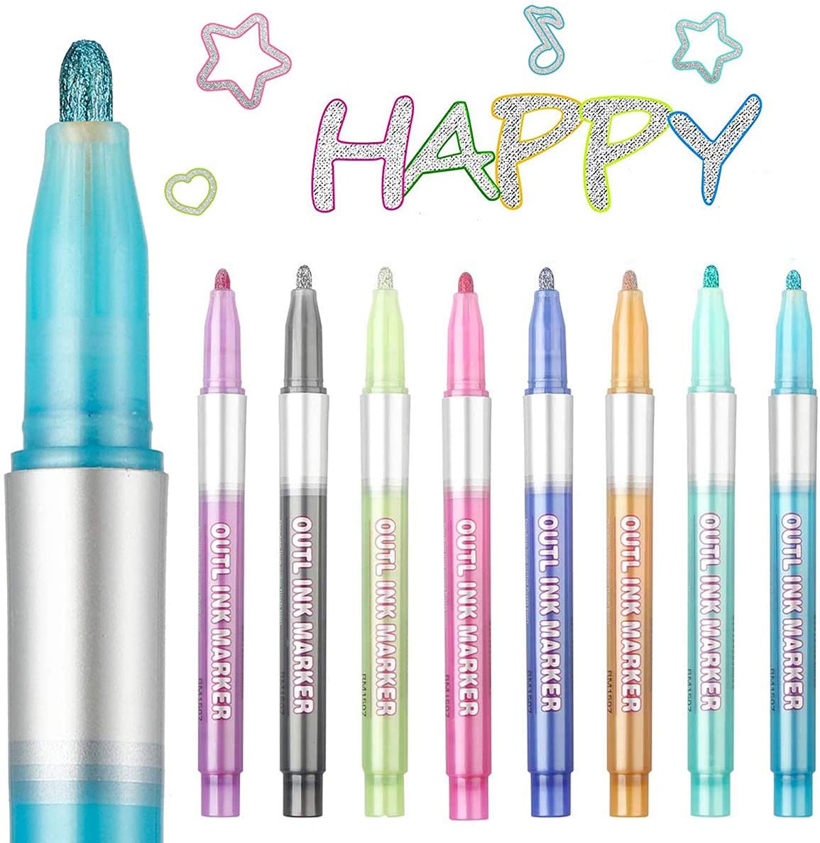 Outline Marker Pens, 8 Colors Doodle Dazzle Marker... – Vicedeal