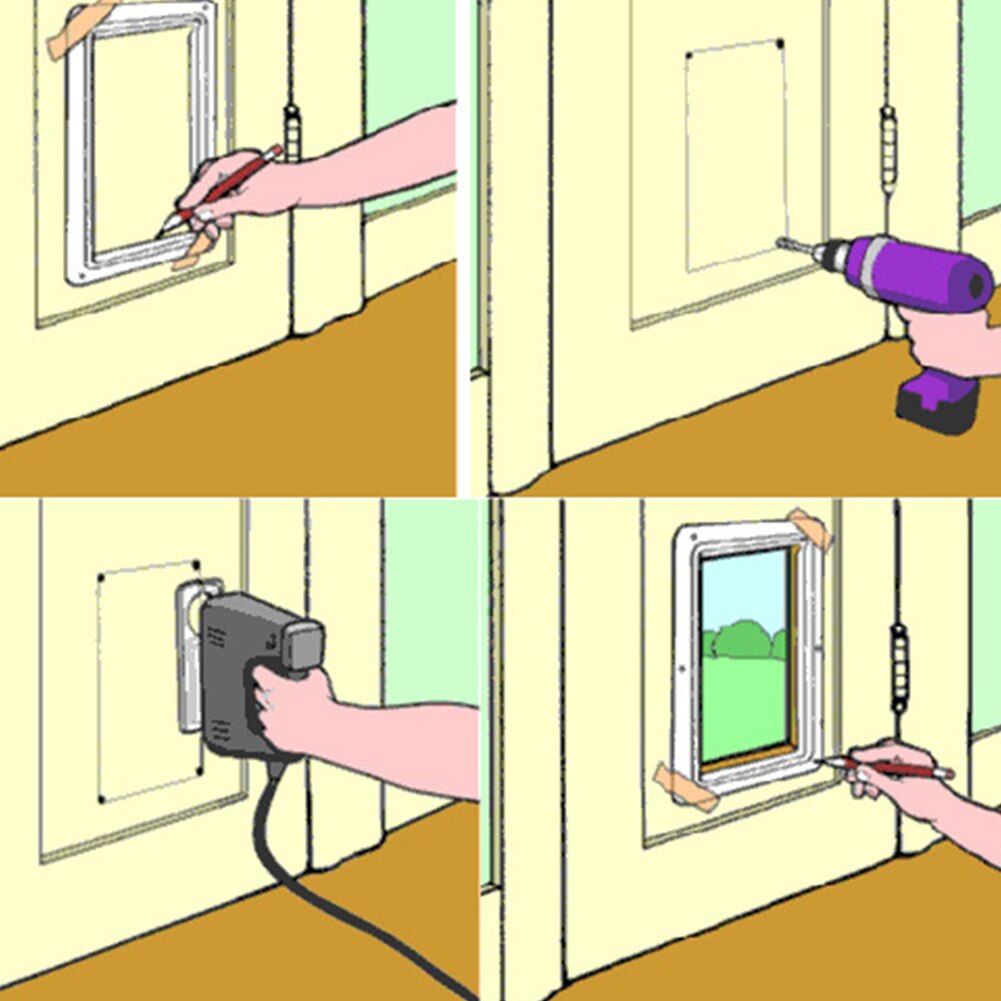 Dog Cat Flap Door with 4 Way Locking Security Lock... – Vicedeal