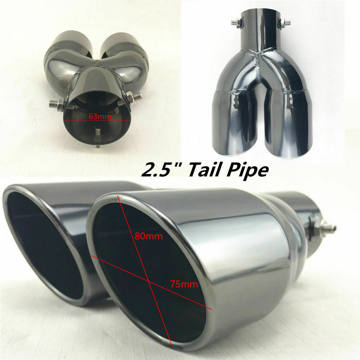 65mm 2.5 Stainless Steel Car Tail Dual Outlet Exha... – Vicedeal