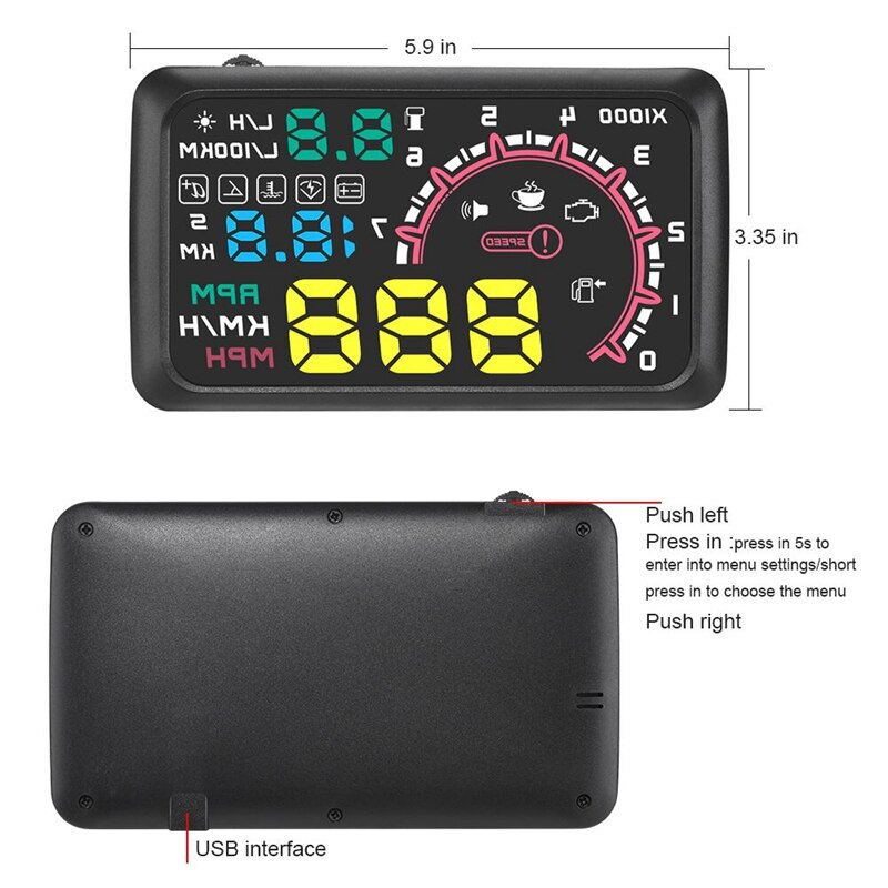 Multi-Function Car 5.5 Inch Hud Head Up Display Sp... – Grandado