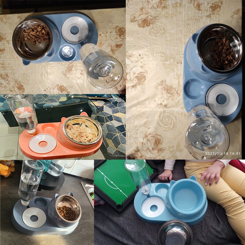 Pet Bowl Automatic Feeder Dog Cat Food Pots With W... – Grandado