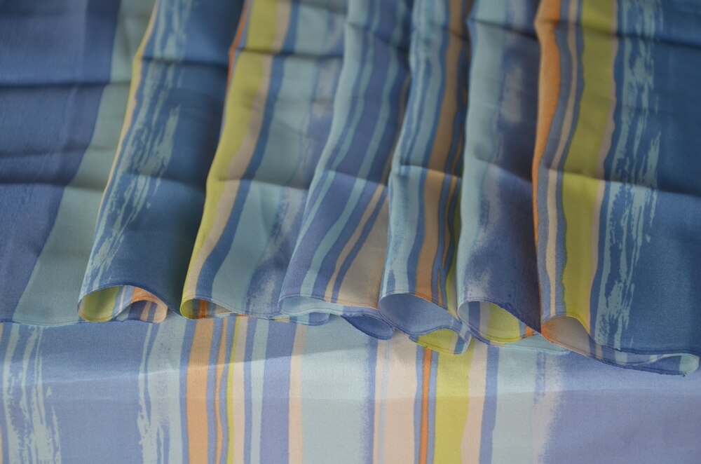 Pura tela de seda dupion tela a rayas azul de seda... – Grandado