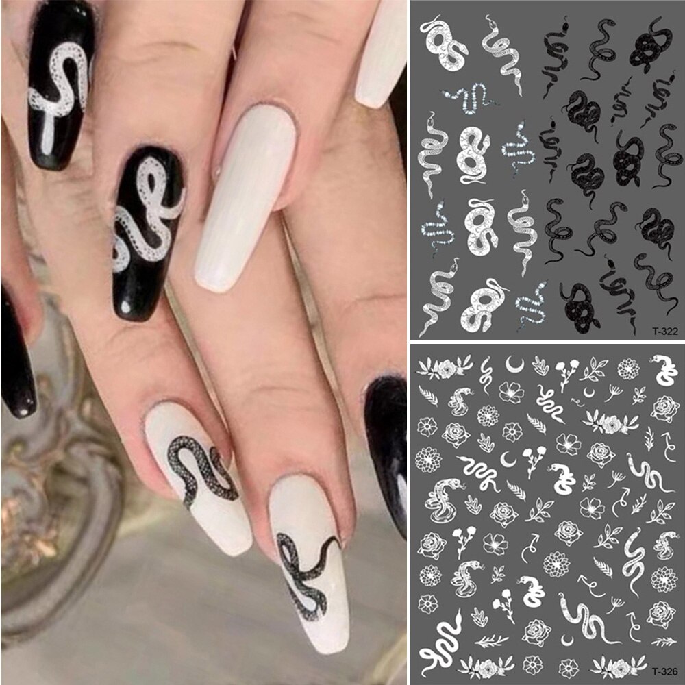 Snake Pattern 3D Nail Art Stickers Self Adhesive T... – Grandado