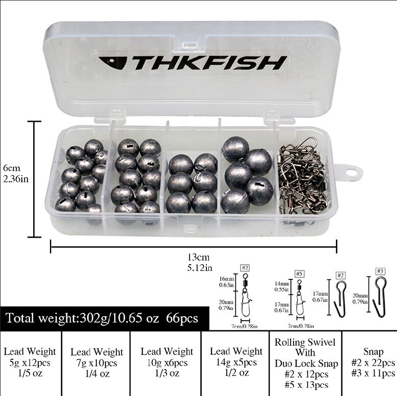 44pcs/66pcs Fishing Tackle Box Lead Fishing Weight... – Grandado