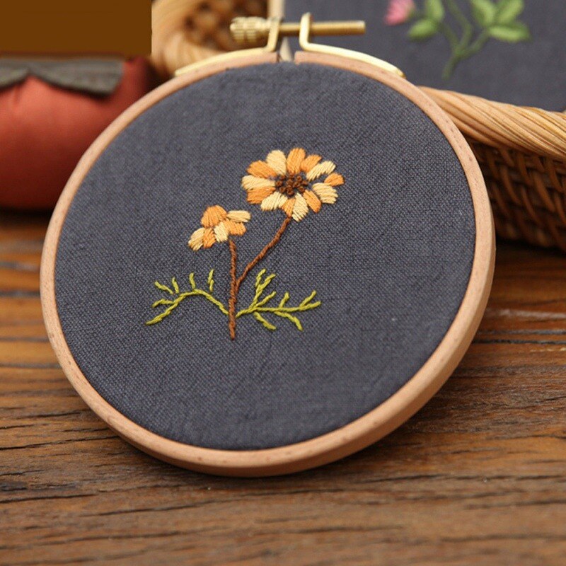 European Plant Flower Embroidery DIY Material Pack... – Grandado