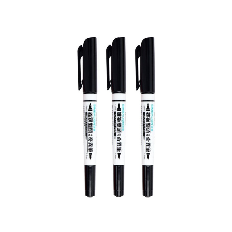 3pcs Dual Side Writing Black Blue Red Color Marker... – Grandado
