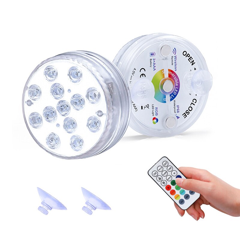 13 Led RGB con control remoto luz sumergible bater... – Grandado