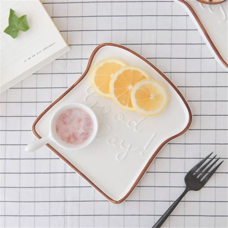 6.5 Inch Toast Shape Plates Ceramic Dinner Plate P... – Vicedeal