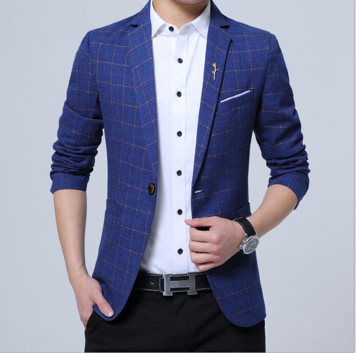 Blazer Mannen Mode Plaid Blazer Mannen Pakken Mens... – Grandado