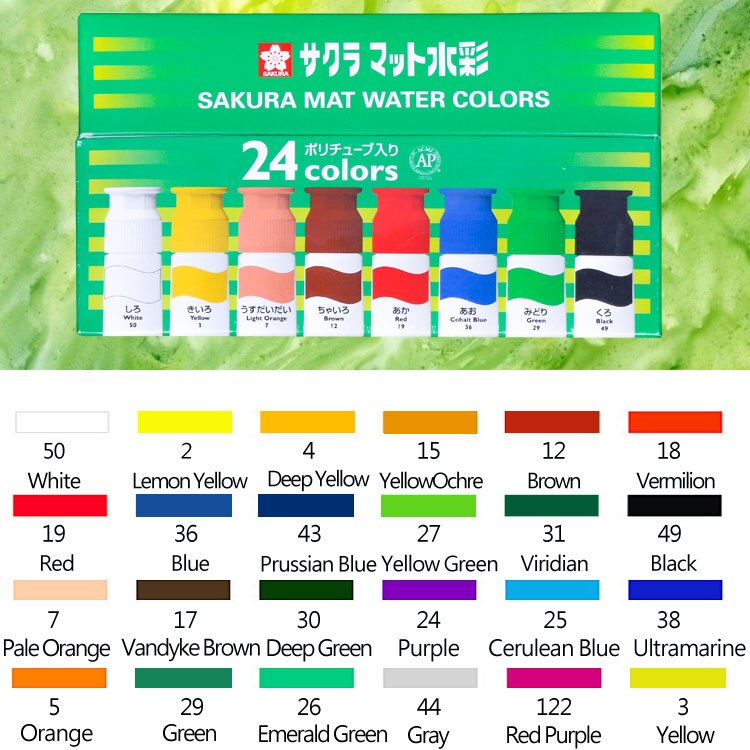 SAKURA 12/15/18/24 Colors Transparent Watercolor P... – Vicedeal