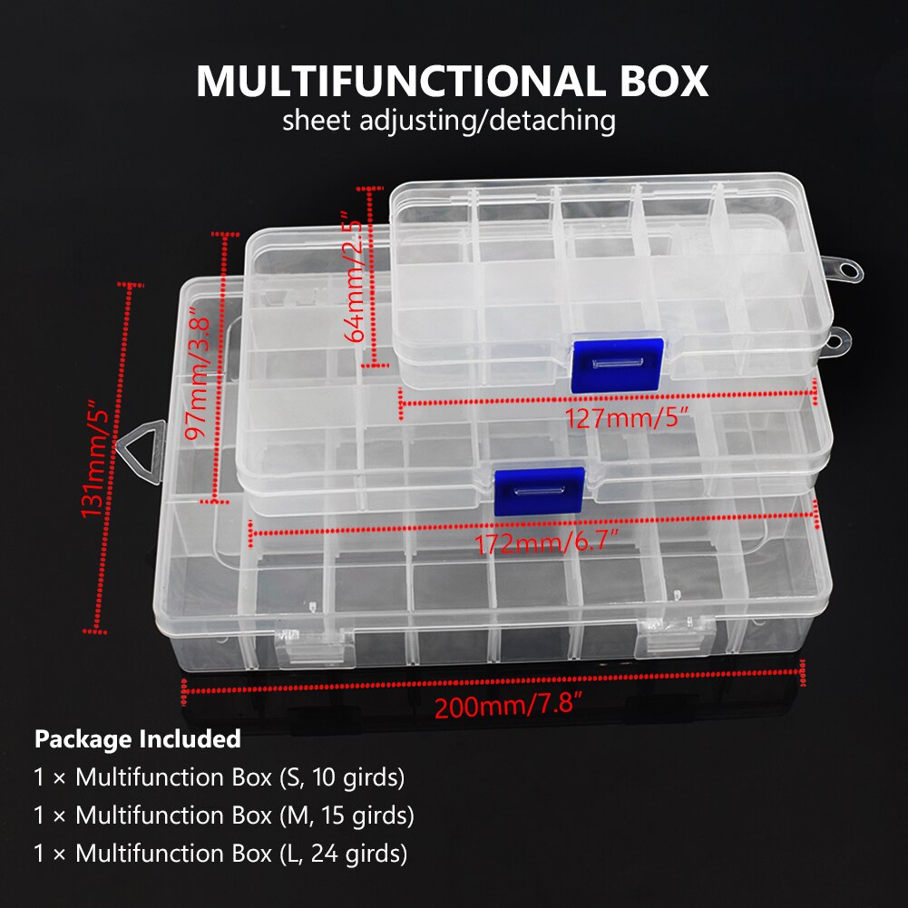 3 SIZES Storage Box Jewelry Box Adjustable Plastic... – Grandado