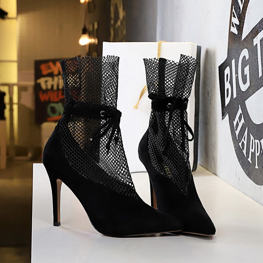 Autumn Ultra High With Mesh Hollow Boots Perspecti... – Grandado