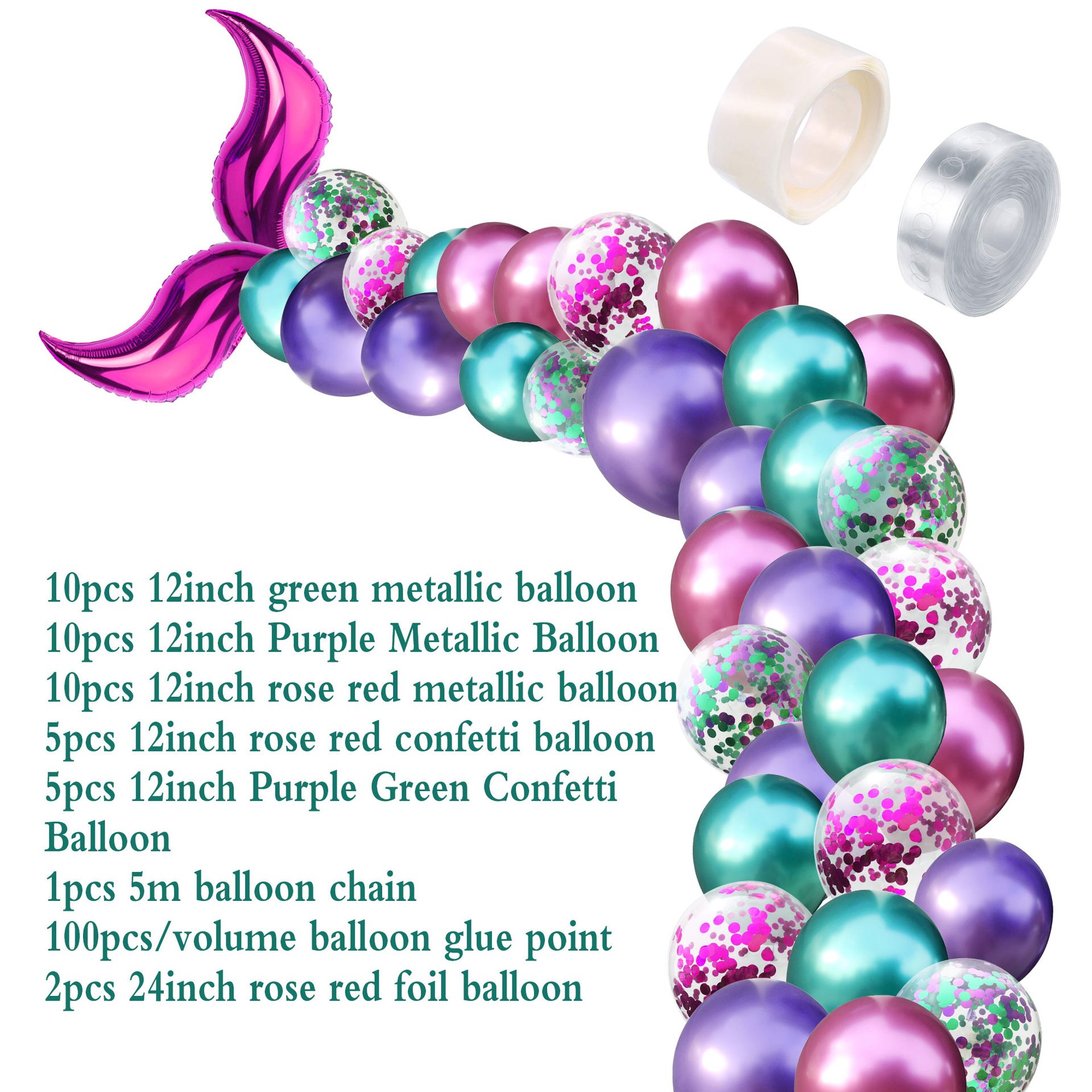 44-piece custom mermaid metal balloon combo set, w... – Grandado