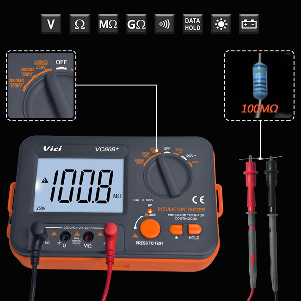 VC60B+ High Accurancy Digital Insulation Resistanc... – Grandado