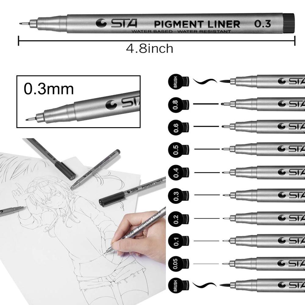 9pcs Black Micro-Pen Fineliner Ink Pen, Technical ... – Grandado