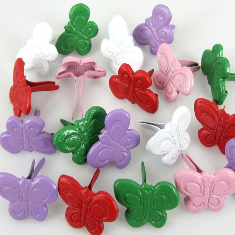 100Pcs Pastel Butterfly Brad Iron Round Metal Mini... – Grandado