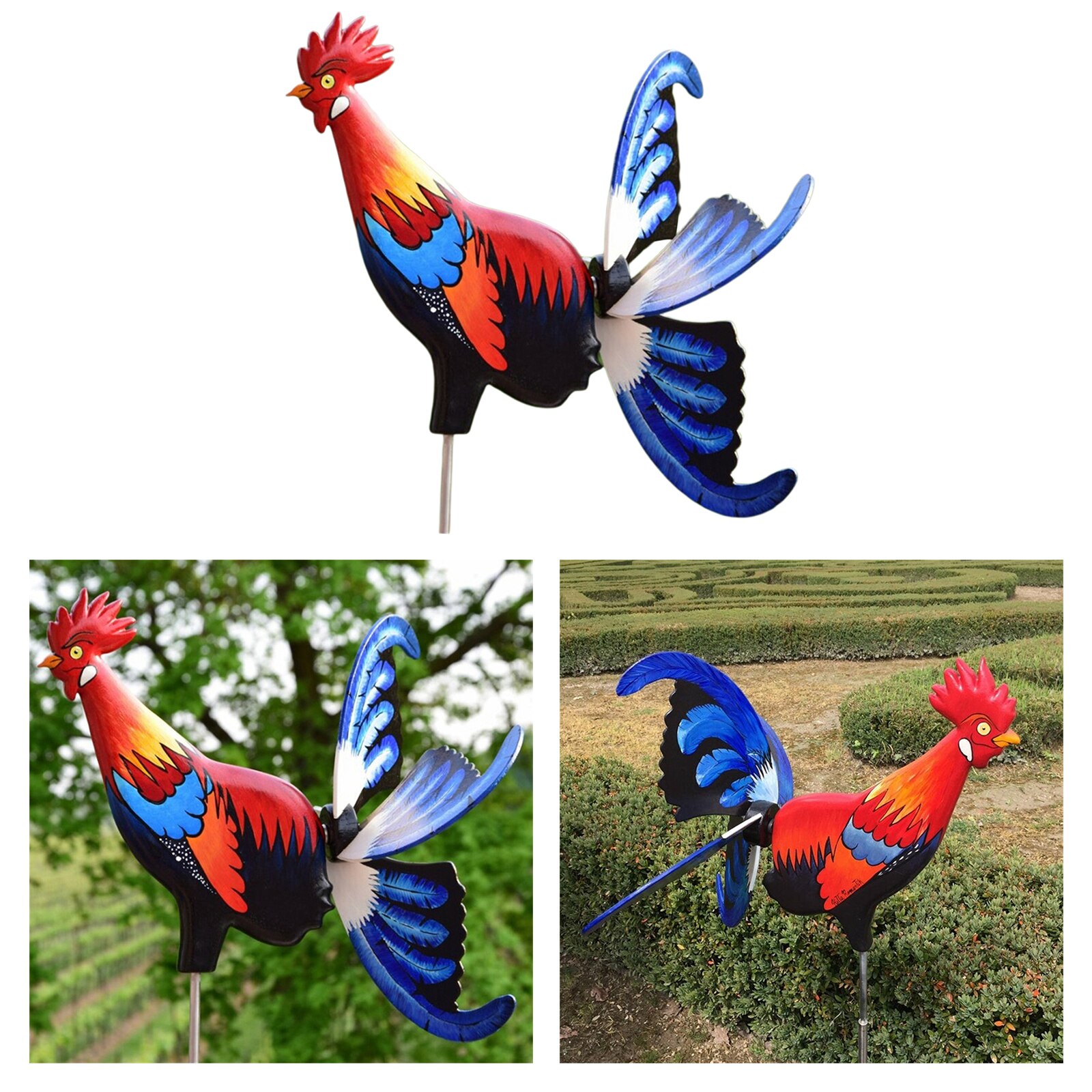 Metal Windmill Rooster Wind Spinners Statue Garden... – Grandado