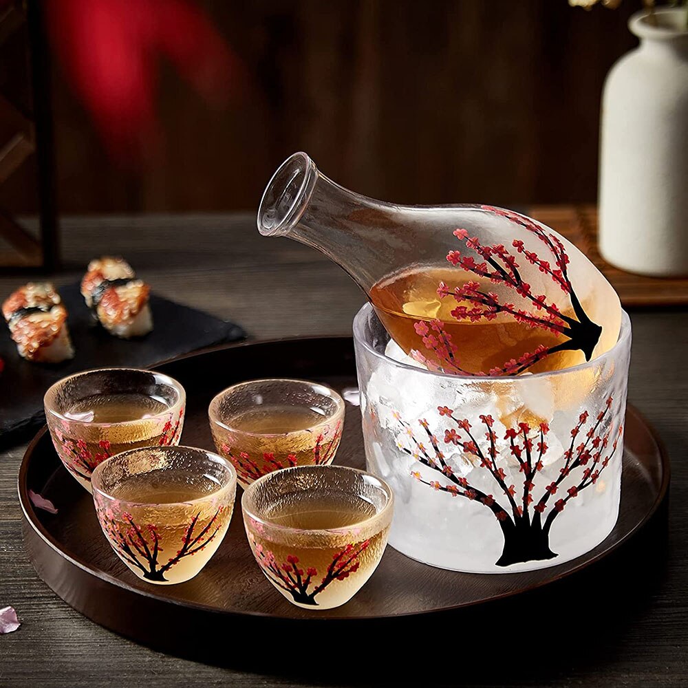 6 pcs Japanese Sake Set for 4 Cold/Warm Sake Caraf... – Vicedeal