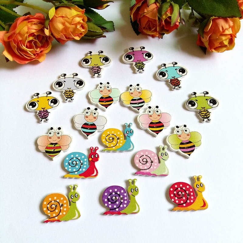 50pcs Wooden Decorative Buttons Scrapbooking insec... – Grandado