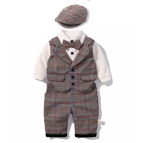 Baby boy anzüge Gitter England stil krawatte bogen... – Vicedeal