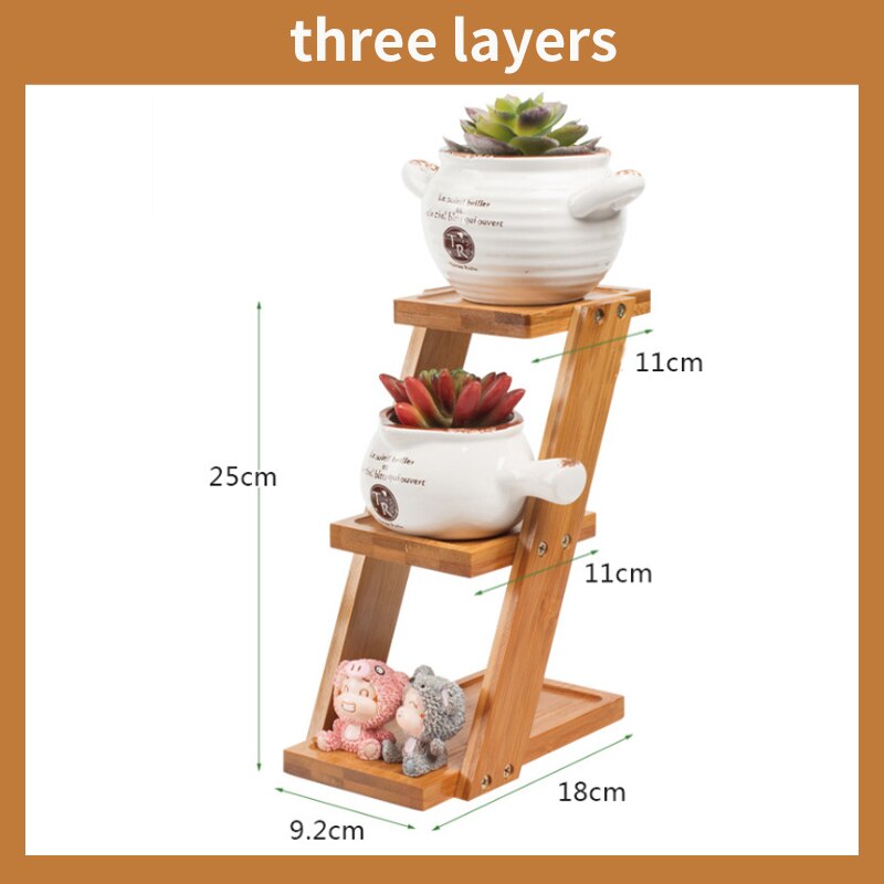 3 Layers Flower Pot Bamboo Desktop Potted Plant Ho... – Grandado