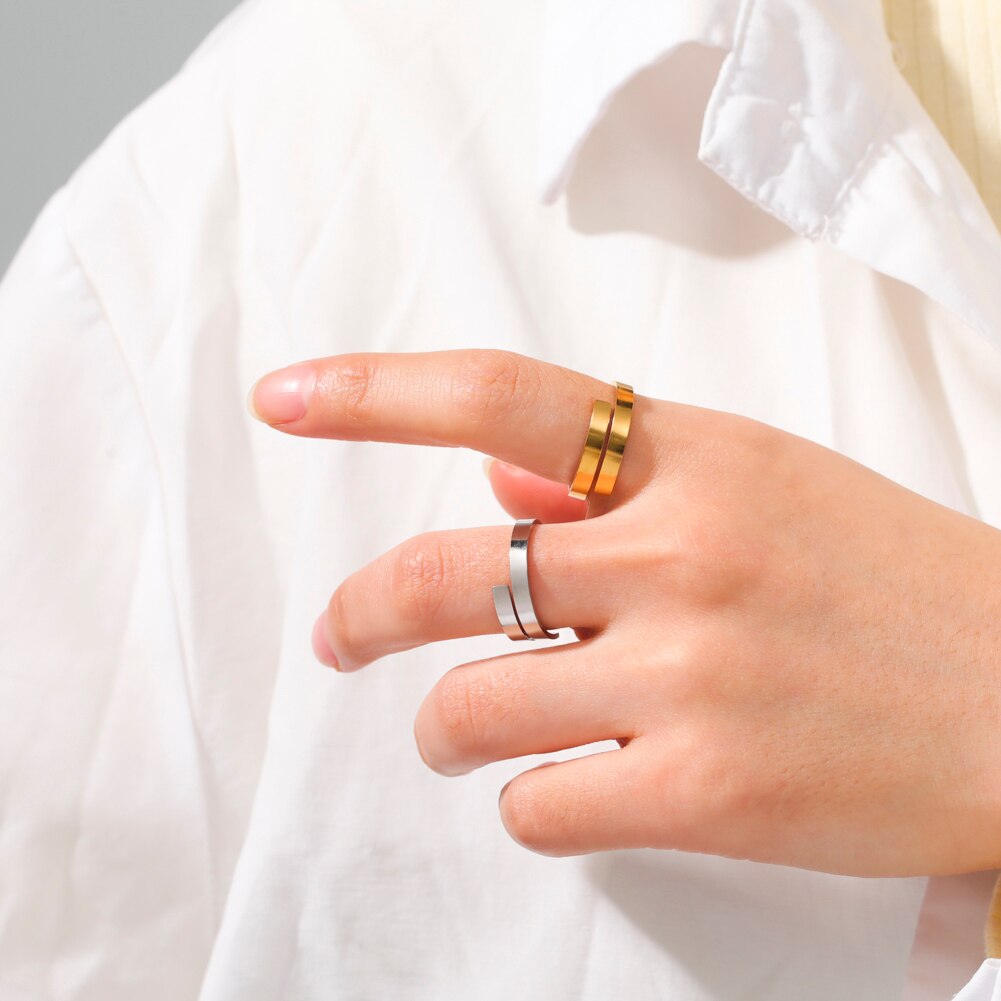 Unift Rvs Open Ring Voor Mannen Vrouwen Trend Ving... – Grandado