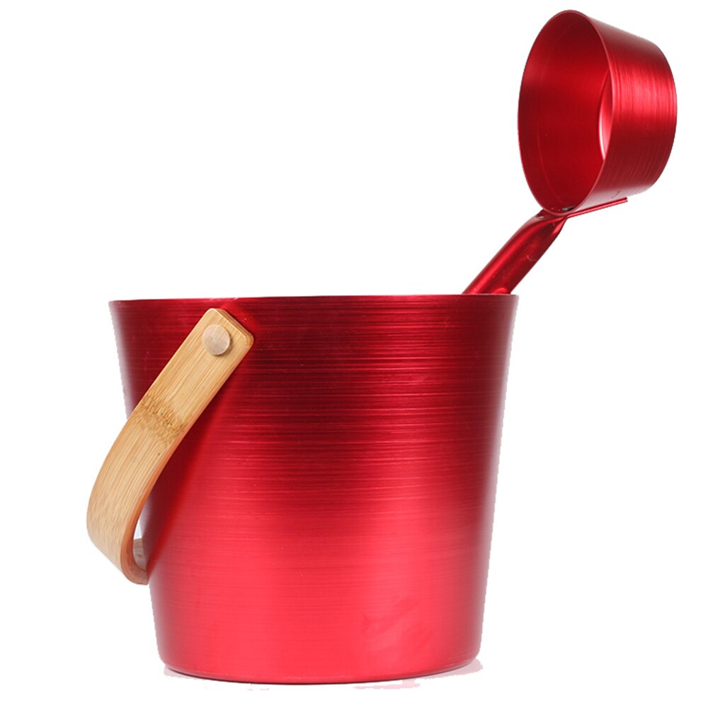 Aluminium Sauna bucket with bamboo handle, metal b... – Grandado