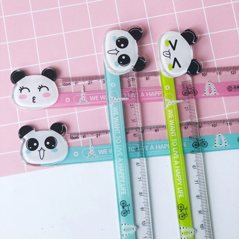 2 pcs Kawaii Cute Panda Straight Ruler Measure Stu... – Grandado