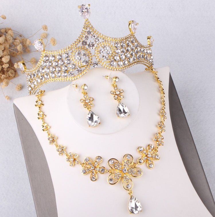 Barokke Vintage Gold Crystal Leaf Bridal Sieraden ... – Grandado