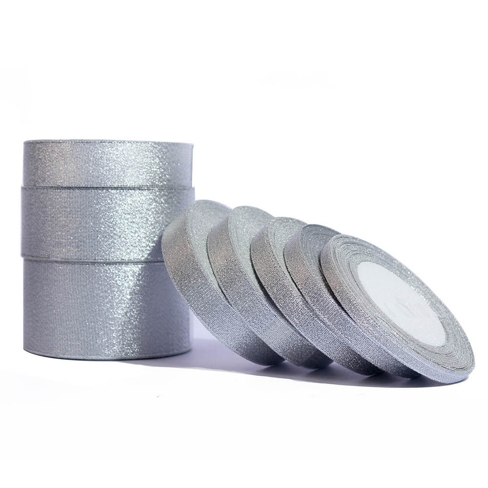 Handmade Silver Metallic Ribbon 25 Yards Ribbon Fo... – Grandado