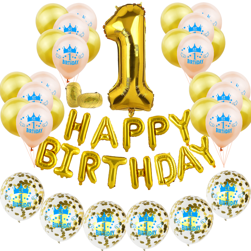 1st Birthday Transparent Printed Latex Confett Bal... – Grandado