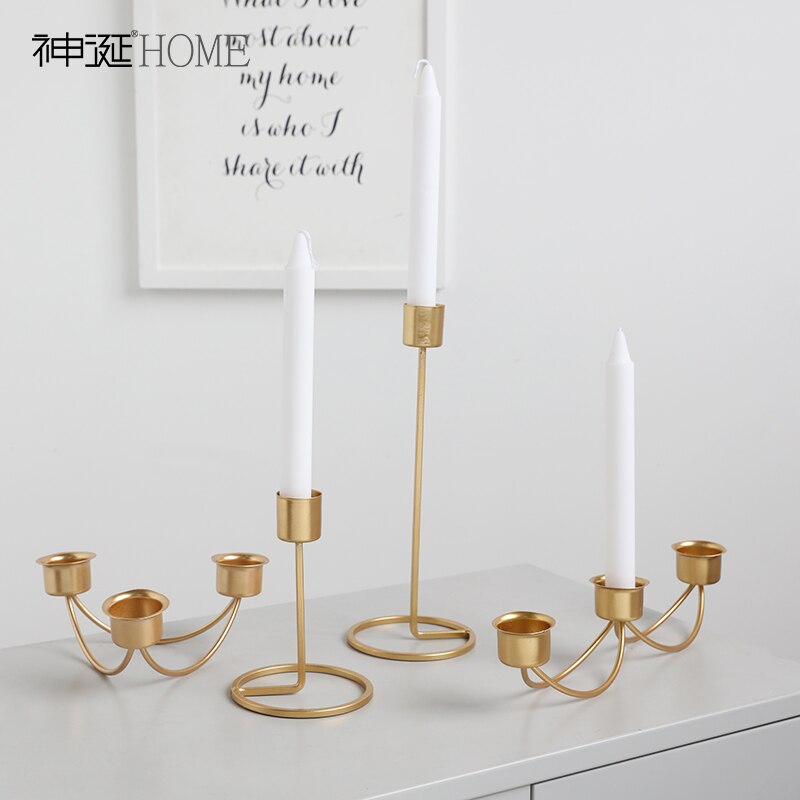Simple Gold Candle Holders Metal Geometric Candle ... – Grandado
