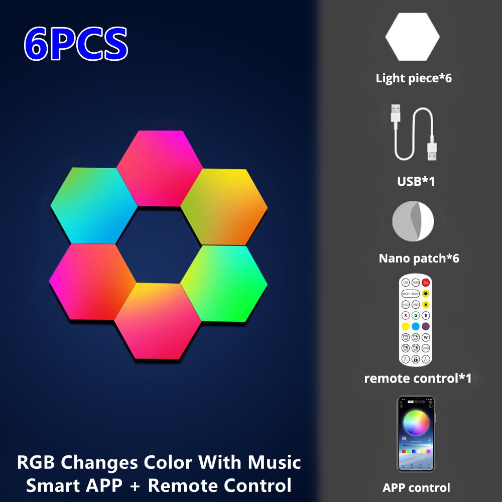 RGB Quantum Lamp Smart APP Hexagon Light Wall Lamp... – Vicedeal
