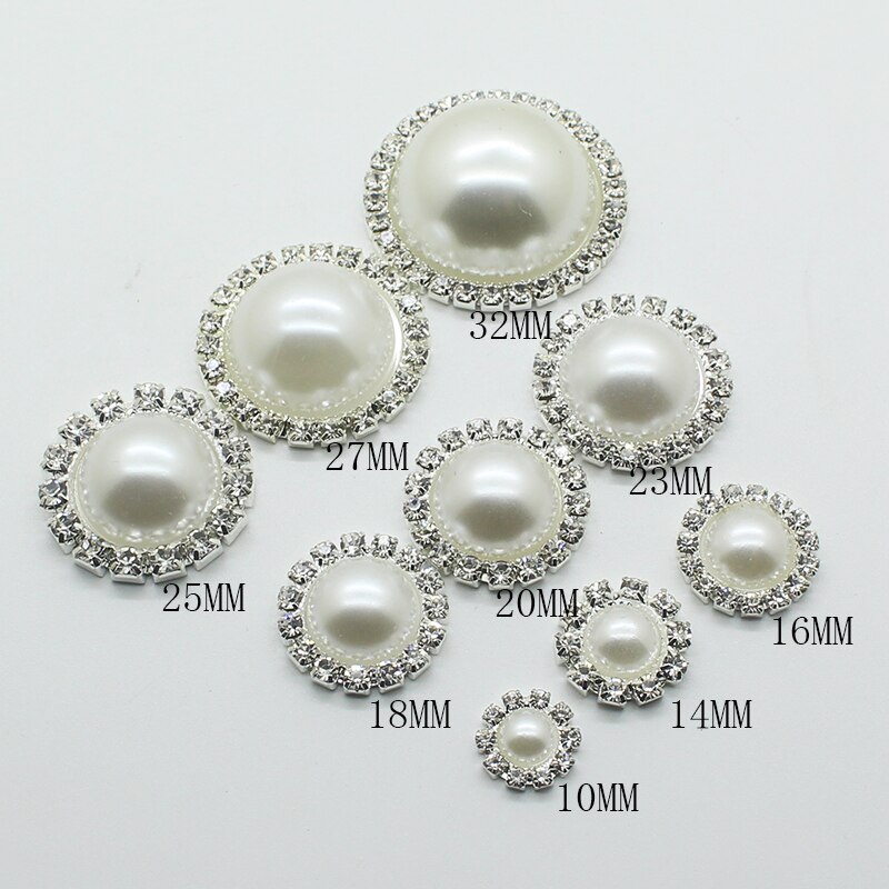 White Pearl Buttons Mix Size Sewing Round Metal Bu... – Grandado