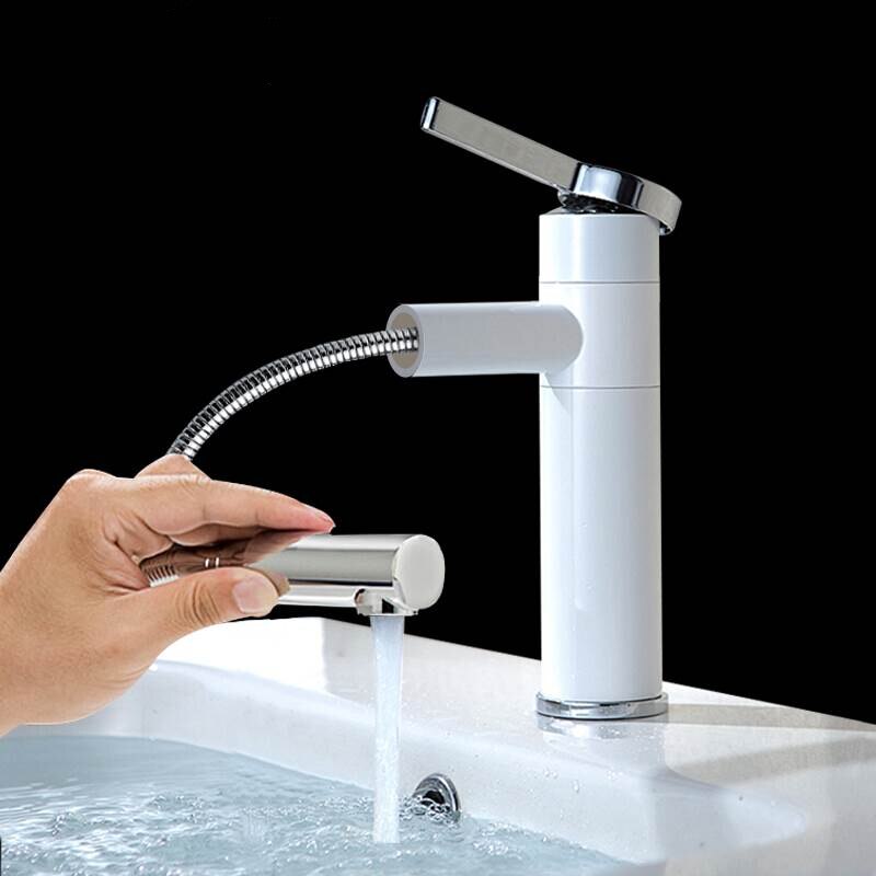 Deck Mounted Basin Faucets Bathroom Basin Sink Swive Spout Mixer White ...
