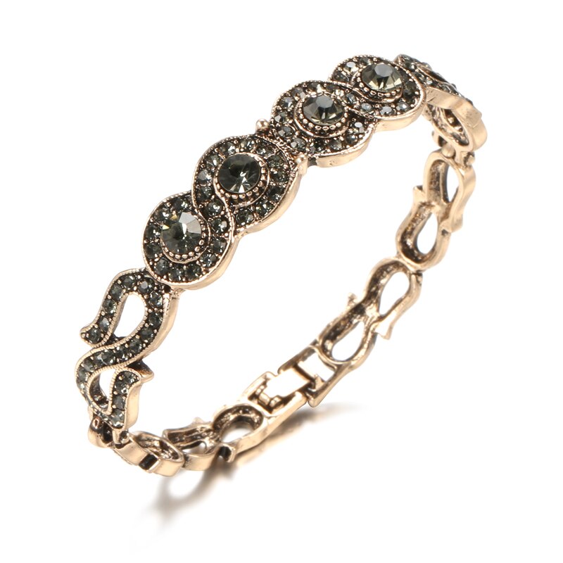 Kinel Charm Gray Crystal Ethnic Bride Wedding Brac... – Grandado