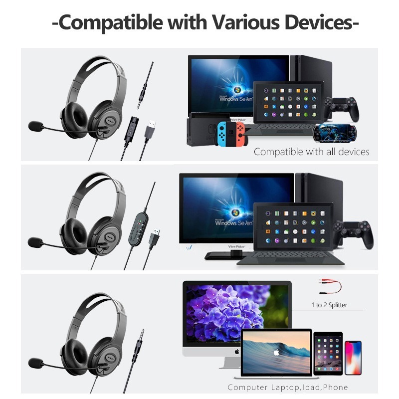 Wired headset USB headset Computer teaching call h... – Grandado