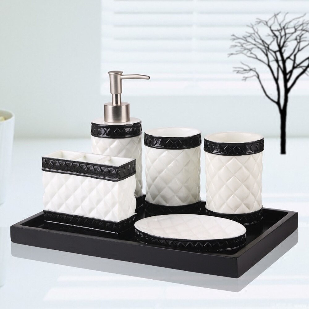Simple Lingge bathroom wash set five-piece Europea... – Grandado