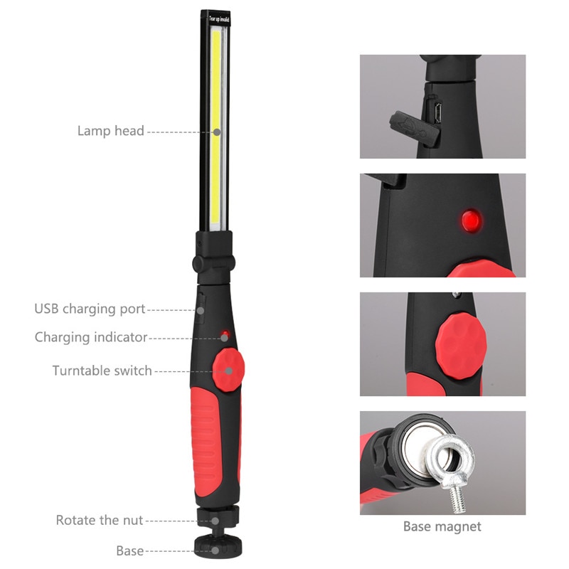 Upgraded Rotated Foldable Portable COB Flashlight ... – Vicedeal
