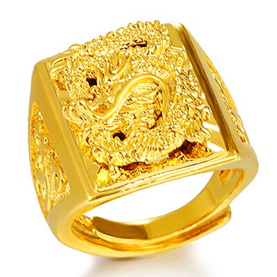 Gold Ring Top No Fade Vietnam Alluvial Gold Dragon... – Grandado
